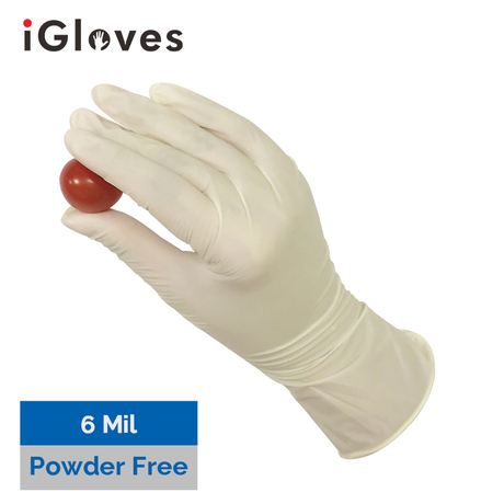 6 Mil Natural Rubber Latex Gloves Powder Free Wholesale - iGloves